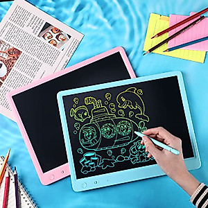 2 Pieces LCD Writing Tablet 15-inch Colorful Screen Drawing Pad Erasable Reusable Electronic Kids Drawing Tablet Kids Drawing Tablet Gifts for 3+ Years Old Girls Boys