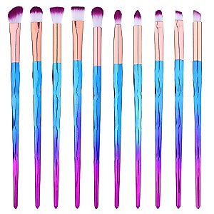 10Pcs Eye Shadow Brush Set Unicorn Eye Makeup Brushes for Shading or Blending of Eyeshadow Powder Eyebrow Highlighter Concealer Cosmetics Brush Tool