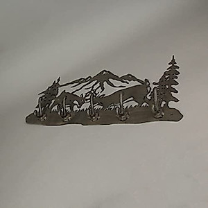 Things2Die4 Brown Laser Cut Metal Deer Hook Rack Decorative Wall Mounted Key and Coat Hanger
