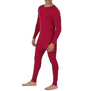 Fruit of the Loom Men's Premium Thermal Union Suit, Red, Medium