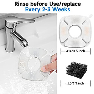 SAMANIJA 12-Pack Filters with Pre-Filter Sponges Replacement, Compatible with Veken 95oz/2.8L Pet Cat Dog drinking water Fountains