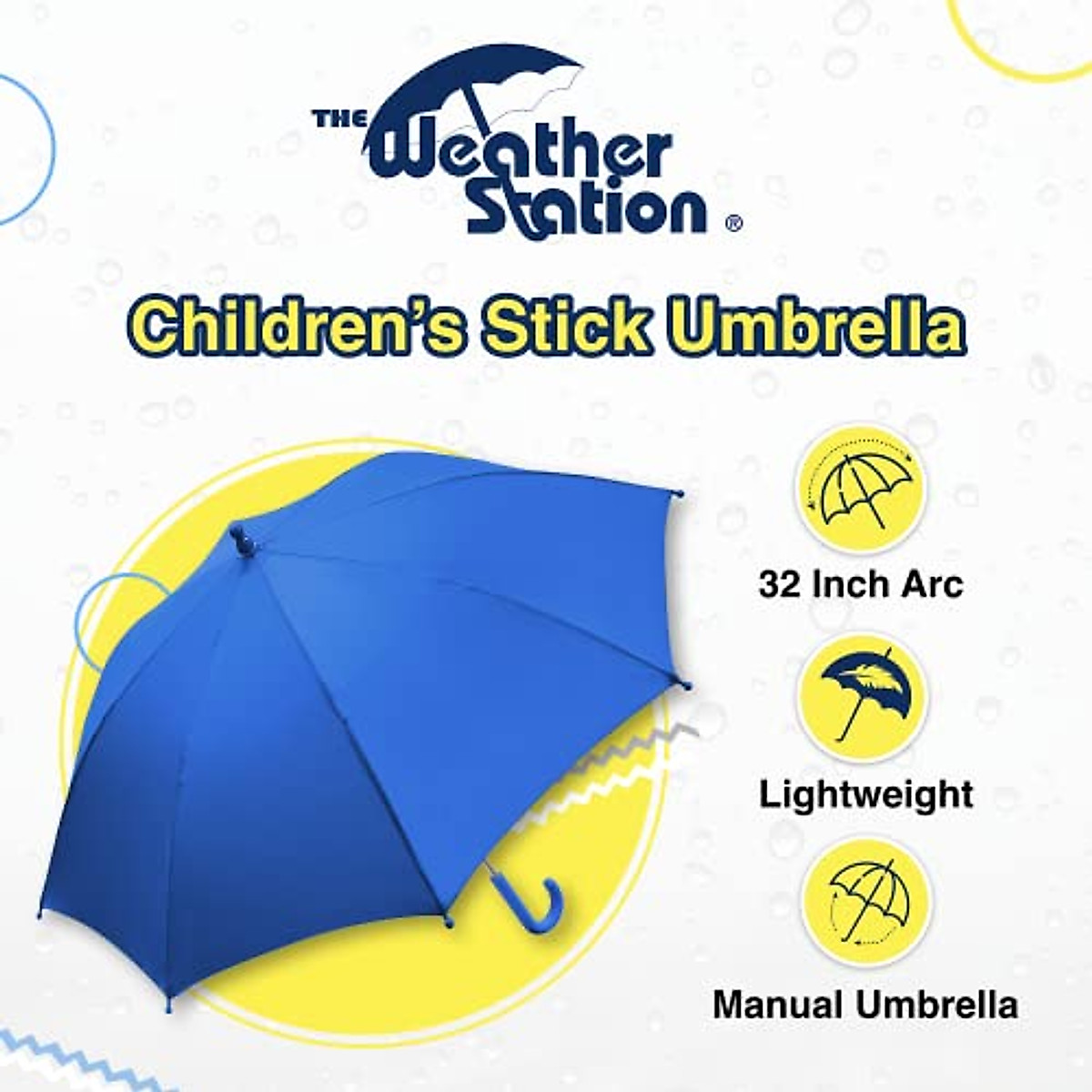 The Weather Station Children's Rain Umbrella, Manual Metal Folding Mini Umbrella, Windproof, Lightweight, and Packable for Travel, Full 32 Inch Arc, Royal