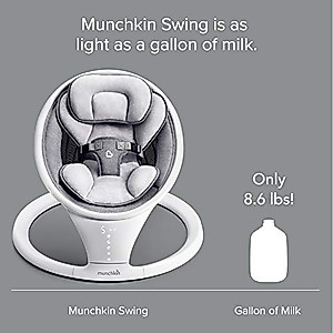 Munchkin® Bluetooth Enabled Lightweight Baby Swing with Natural Sway in 5 Ranges of Motion, Includes Remote Control