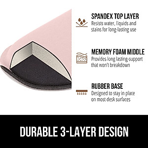 Gorilla Grip Silky Gel Memory Foam Wrist Rest for Computer Keyboard, Mouse, Ergonomic Design for Typing Pain Relief, Desk Pads Support Hand Arm Mousepad Rests, Stain Resistant, 2 Piece Pad, Light Pink