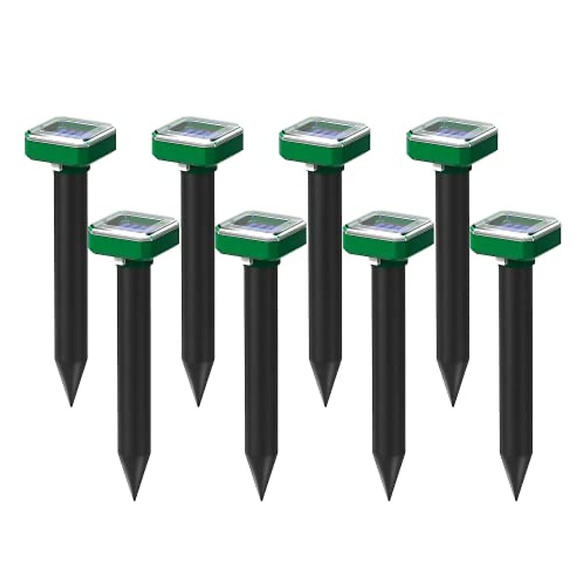 8 Pack Solar Mole Repellent Waterproof Ultrasonic Gopher Repellent Outdoor Animal Repeller Stakes Sonic Rodent Deterrent Vole Chaser for Patio Garden Farm Lawn