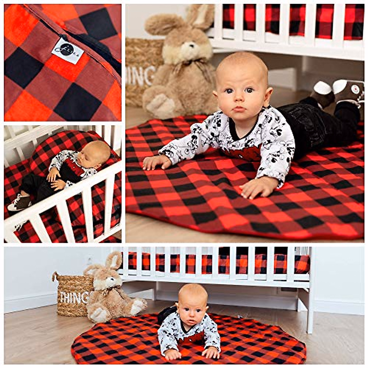 Changing Pad Cover Boy, Baby Changing Table Covers for Boys, Woodland Nursery Decor by JLIKA (Buffalo Plaid)