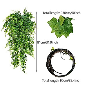 Freiomyi Reptile Vines Plants Flexible Jungle Terrarium Plant Leaves Decor Bearded Dragon Climbing Fake Plastic Leaves Pet Habitat Decoration for Lizard, Hermit Crab, Snake, Frogs