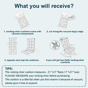 DYTXIII Pack of 2 Rocking Chair Cushion Set with Seat & Back,Water Repellent Patio Tufted High Back Seat Cushions with Ties for Indoor Outdoor Porch Rocker(21"x17"Back,17"x17"seat,Brick Red)