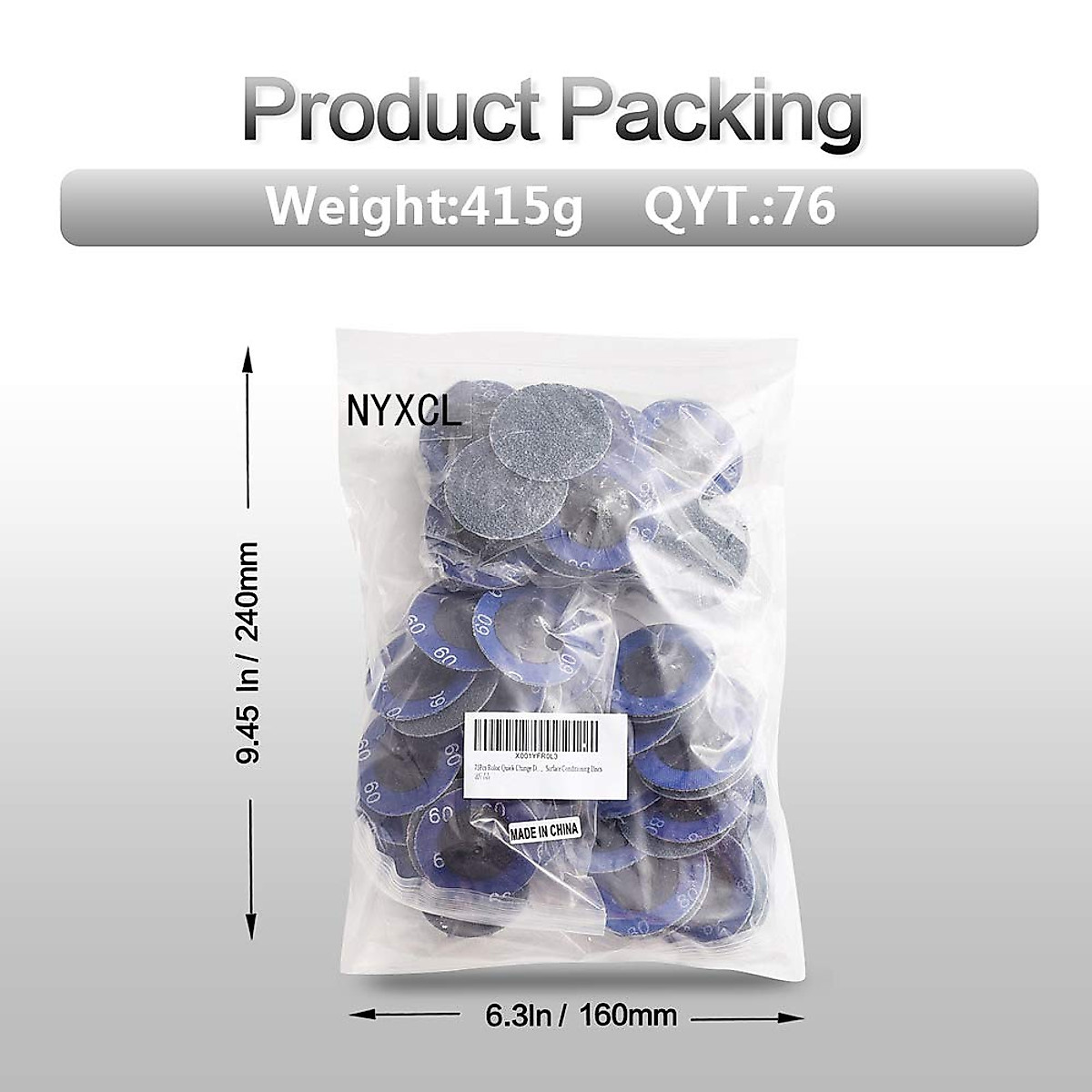 NYXCL Miroku 75Pcs Mixup 2-inch Quick Change Discs Set, Zirconia Sanding Discs with 1/4" Holder, for Die Grinder Surface Prep Strip Grind Polish Finish Burr Rust Paint Removal