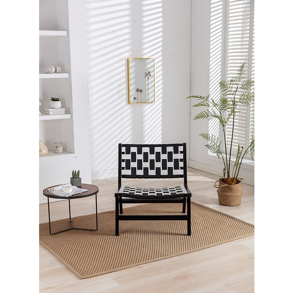 Living Room Accent Chair, Comfort Chair Armless Rubberwood Black White Modern Home Furniture 26.18" Lx28.35 Wx28.35 H