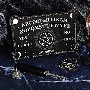 Threan Pendulum Dowsing Divination Board with Amethyst Set Metaphysical Message Crystal Pendulum Necklace Wooden Spirit Board Talking Board with Planchette for Wiccan Supply(Star Style)