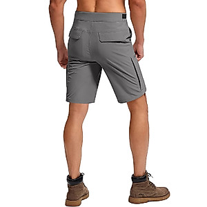 FREE SOLDIER Men's Lightweight Breathable Quick Dry Tactical Shorts Hiking Cargo Shorts Nylon Spandex(Gray 38Wx12L)