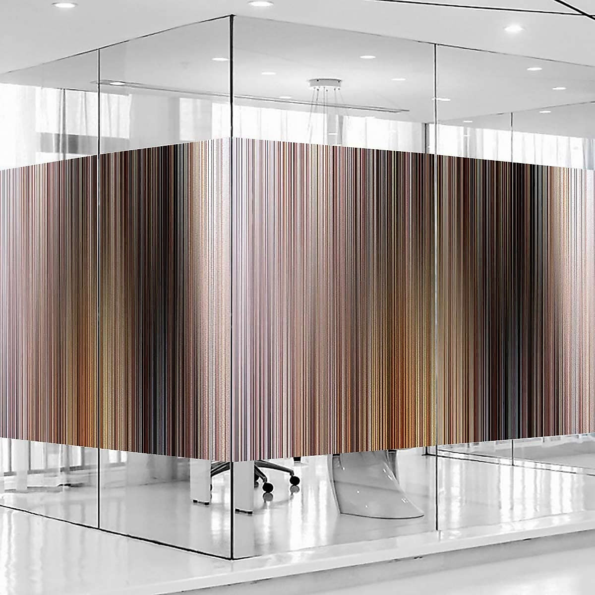 Caramel Chocolate Window Privacy Film Stained Glass Opaque Non-Adhesive Frosted Cling Glass Film Removable for Bathroom Shower Door Frosted Colorful Vertical Lines Colorful 17.7Wx23.6L-inch x2 Pcs