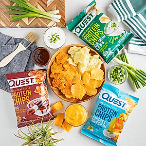 Quest Nutrition Protein Chips Variety Pack, BBQ, Cheddar & Sour Cream, Sour Cream & Onion, High Protein, Low Carb, 1.1 oz (Pack of 12)