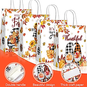 Seajan 32 Pieces Thanksgiving Gift Bags with Tissue Paper Thanksgiving Party Favor Bag with Handles Fall Party Treat Paper Bags Fall Candy Bags Thanksgiving Fall Autumn Party Supplies and Gifts
