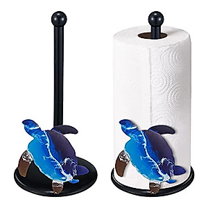Turtle Paper Towel Holder Metal Kitchen Countertop Paper Towel Holder Oil Absorbing Paper Towel Holder Coastal Sea Turtle Towel Holder Nautical Ocean Paper Towel Stand Blue Beach House Decor
