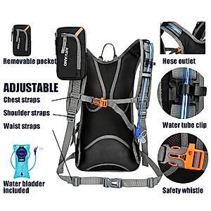 Arvano Cycling Backpack Bike Hydration Pack, Mountain Biking Backpack, Small Bicycle Riding Daypack with 2L Water Bladder, for Hiking, Skiing, MTB (Black)