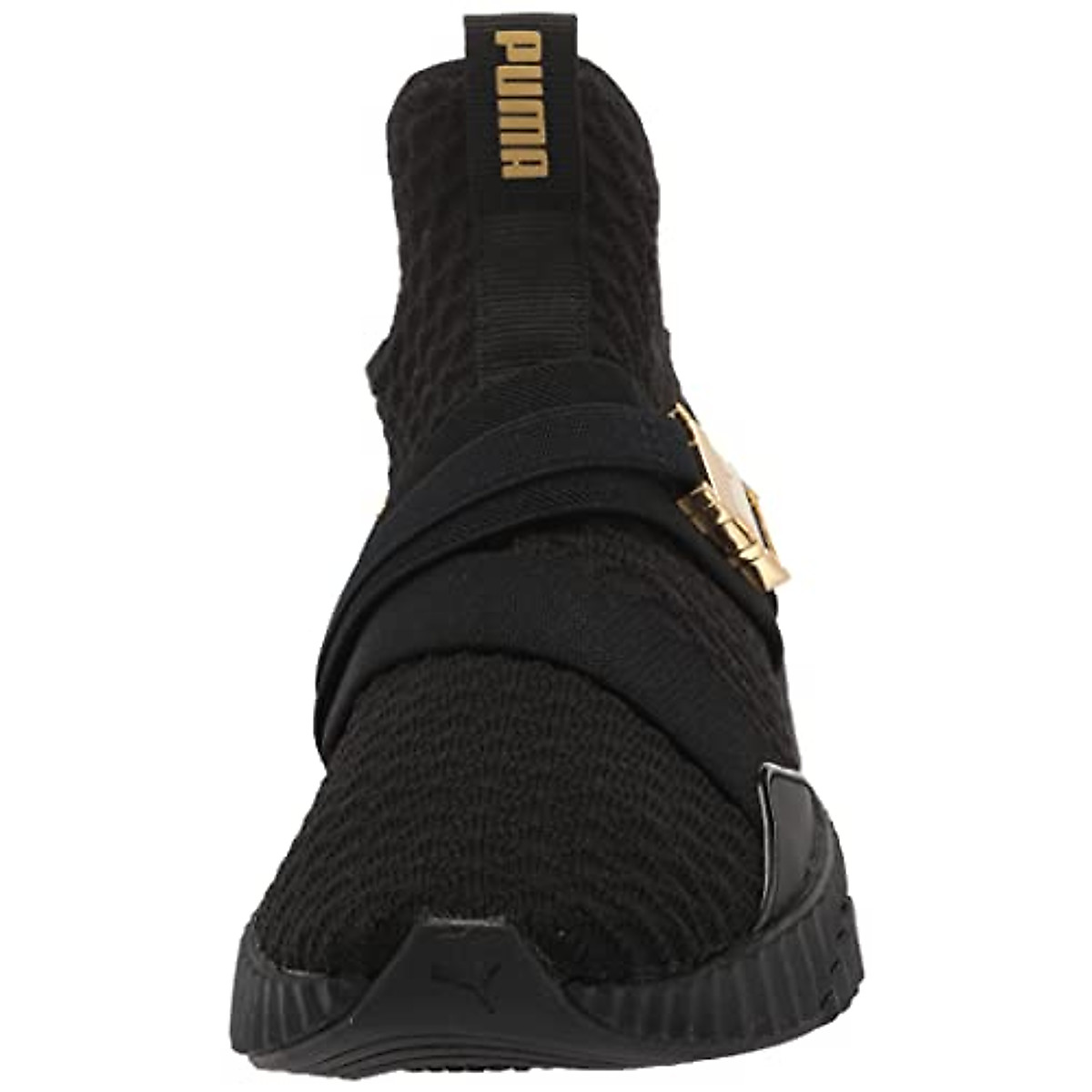 PUMA Women's Defy Mid Cross Trainer, Black-Gold, 10