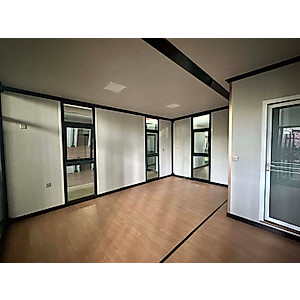 Generic Prefabricated Customizable Mobile House with Lockable Doors and Windows, Outdoor Storage Sheds with Cabinet and Restroom, Spacious Rooms (20FT), Black, 20-FOOTER