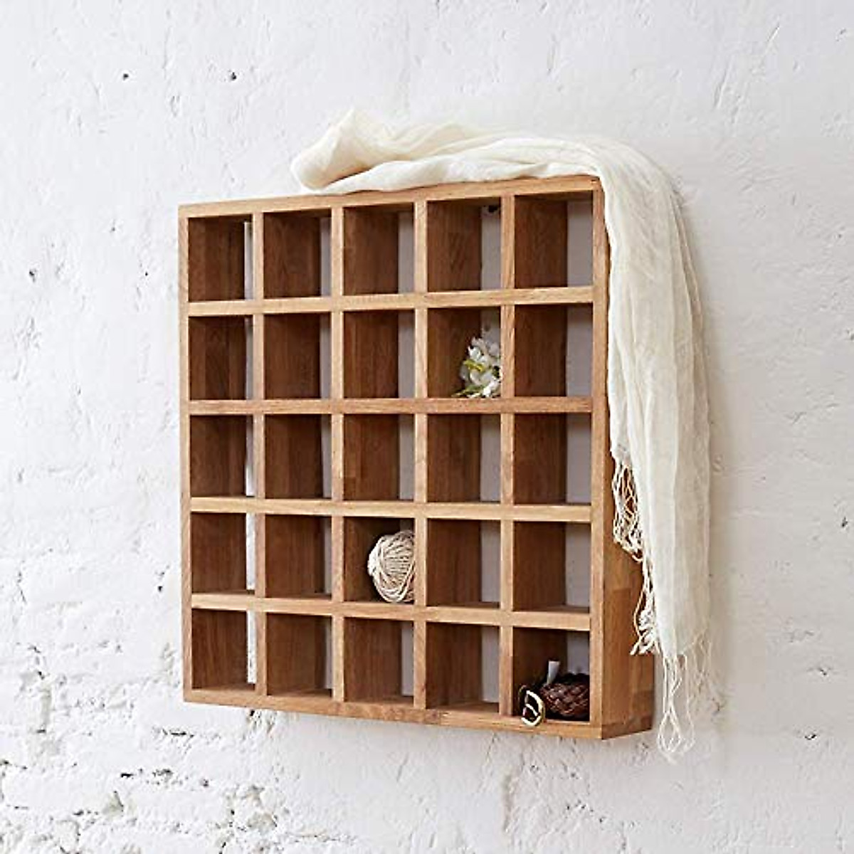 PIBM Stylish Simplicity Shelf Wall Mounted Floating Rack Shelves Oak Simple Household Straight Rod Storage Hangers Coat Rack,4 Hooks, Wood , 56x10x56cm