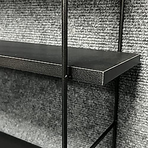 Abrihome® Hanging Wall Wood Shelf, 3 Tier Floating Wall Shelves with Metal Bracket Storage Plant Shelves Decor for Kitchen Bathroom Living Room Bedroom Office(Black)