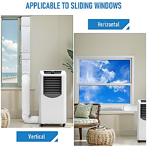 Portable Air Conditioner Window Vent Kit with 5.9" Exhaust Hose, Portable AC Seal Kit for Sliding Window with 4 Plates, Universal Coupler Fits 5.9 & 5.1 Inch Diameter Exhaust Hose