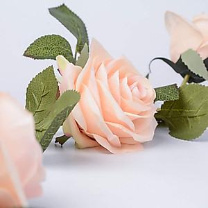 LUSHIDI 5.9Ft Artificial Rose Vine Silk Flower Garland Hanging Vines Home Outdoor Wedding Arch Garden Wall Decor，Pack of 1 (Pink)