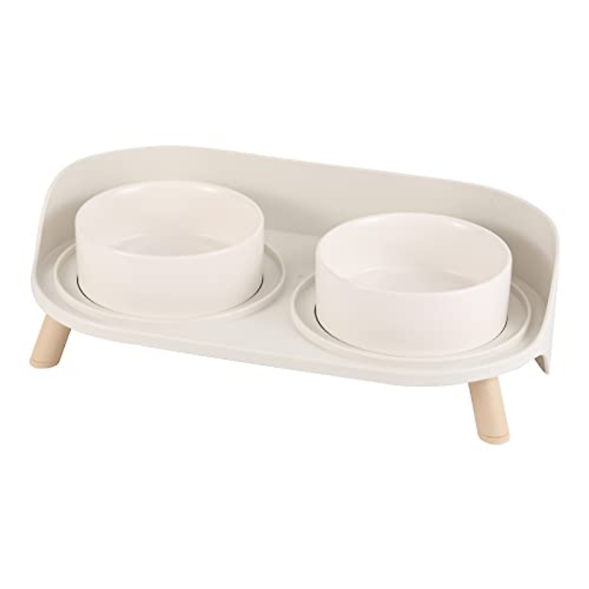 Cat Bowl for Food and Water - Elevated Dog Bowls with Stand - Raised Dog Cat Bowl Set - Double pet Bowl Dish for Small Dog | Cat | Puppy | Rabbit and with Splash Proof Guard for Less Mess