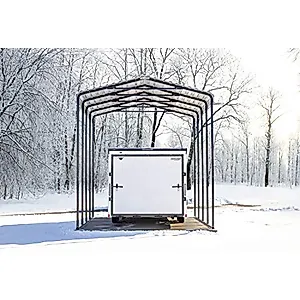 Arrow 14' x 20' x 14' 29-Gauge Metal RV Carport and Multi-Use Shelter for Large Vehicles- Eggshell