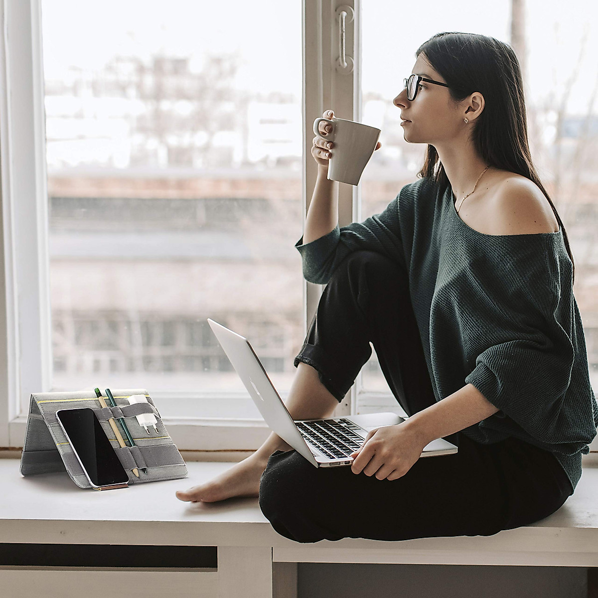 Beblau FOLD Portable Electronic Organizer – Attachable Device & Desktop Accessory | Office & Home Organizer | Fits 13"-15" Laptops & A4 Notebooks | Backpack Insert |