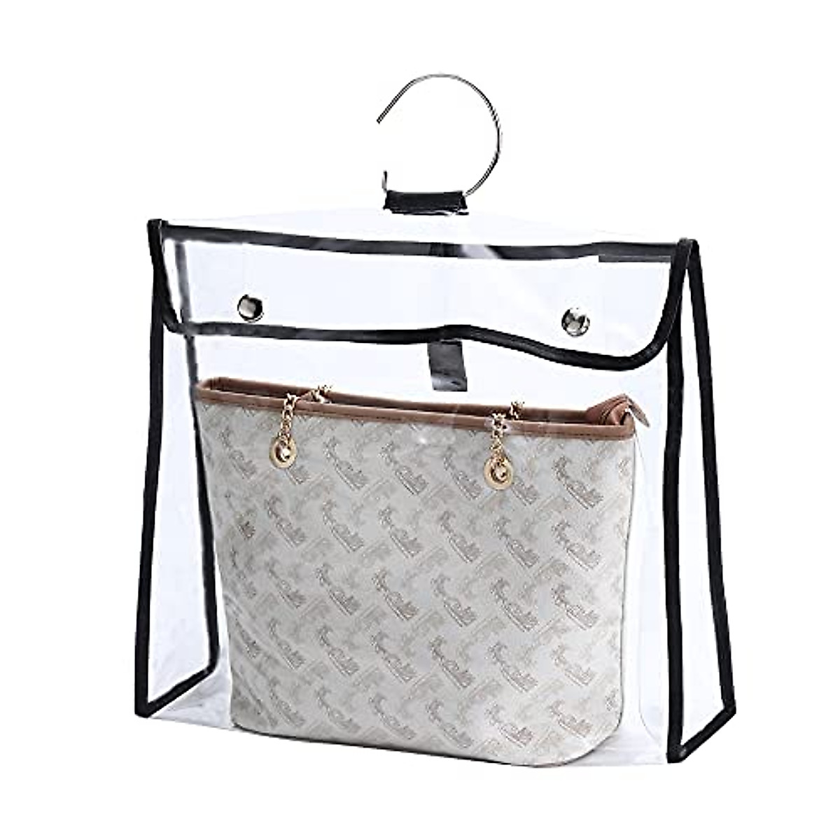 Hanging Handbag Organizer, PVC Purse Storage Bag Dustproof, Space-Saving Handbag Protector with Joinable Design, 4 PCS (Transparent black border, 4PCS (S+M+L+XL))