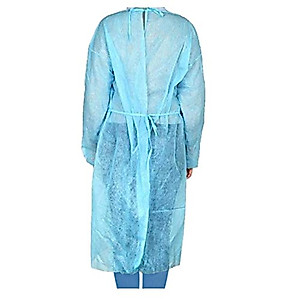 Dealmed Blue Isolation Gown – 10 Count of Disposable Medical Gowns, Blue Latex-Free, Perfect for Hospitals, Medical Facilities, and Physicians’ Offices (Pack of 10)