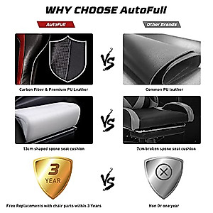 AutoFull C3 Gaming Chair Office Chair Ergonomic Computer Gaming Chair PU Leather with Headrest and Lumbar Support High Back Adjustable Racing Gaming Chair with Footrest(Red)