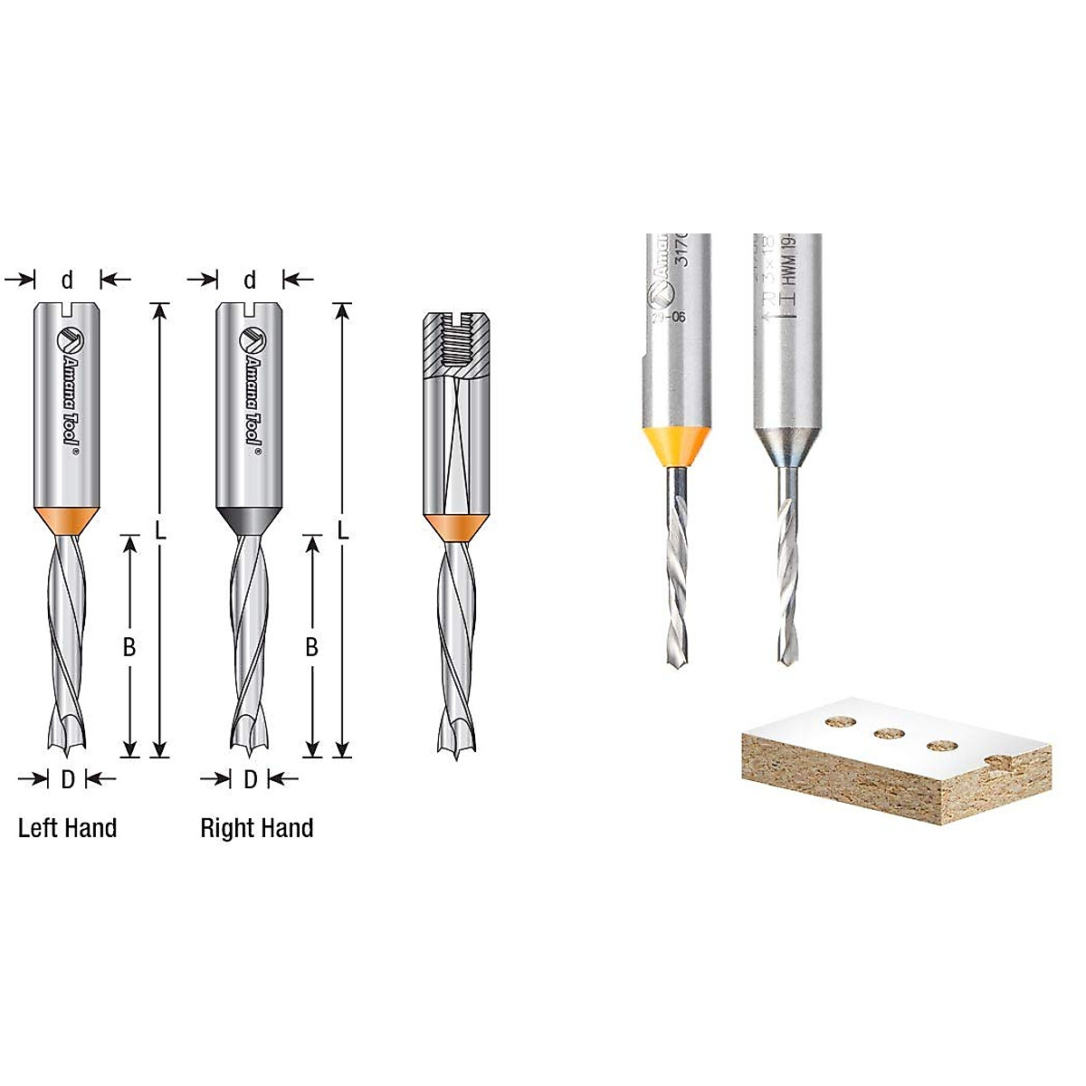 Amana Tool 317003 Solid Carbide Dowel Drill Boring Bit L/H 3mm D x 70mm Long x 10x25mm SHK