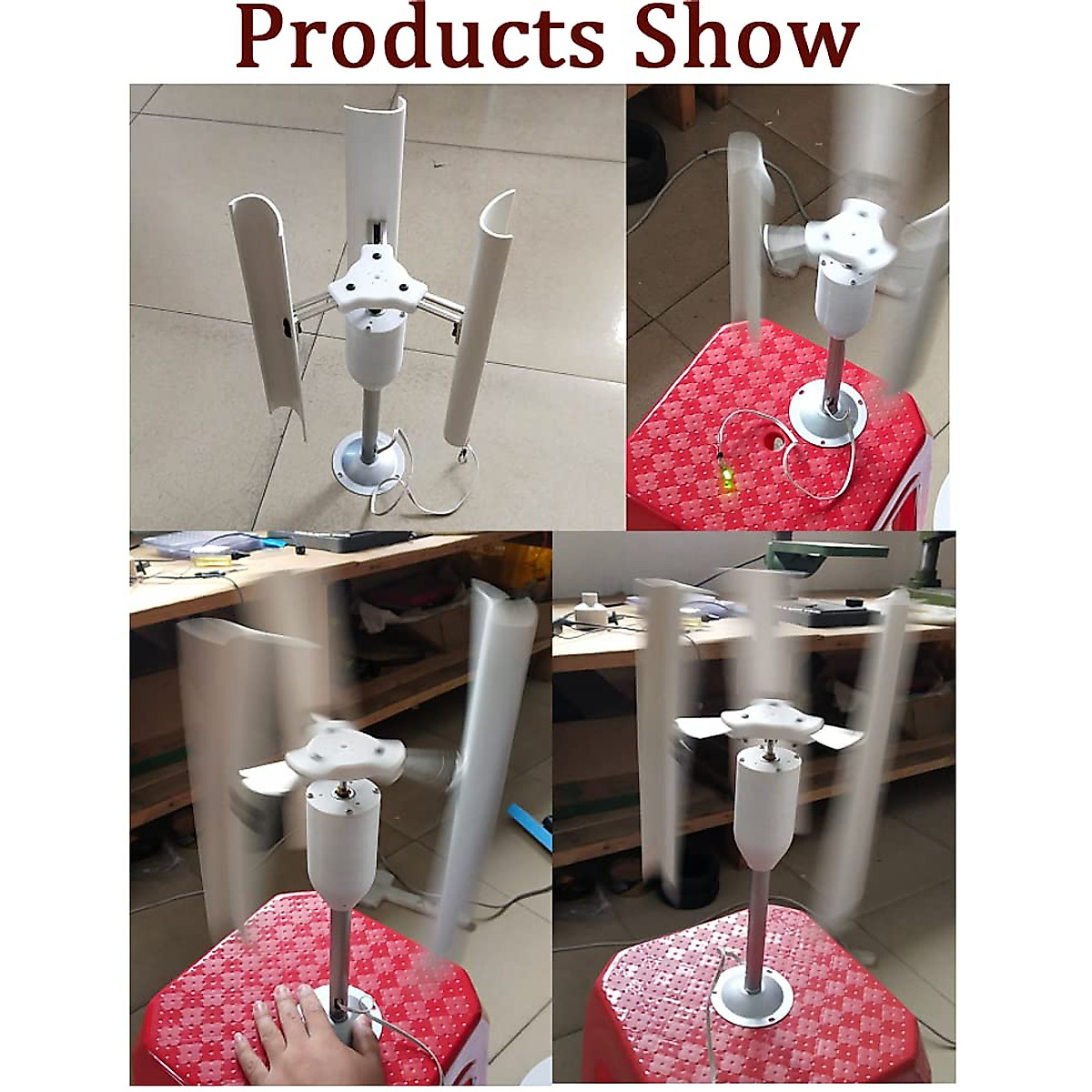 30W 3 Phase Permanent Magnet Small Wind Turbine Generator Kit DIY Vertical Axis Wind Turbine Model Toy Night Light Making 1-12V Windmill Power Teach Mode for Teaching Lectures(12V,30W)