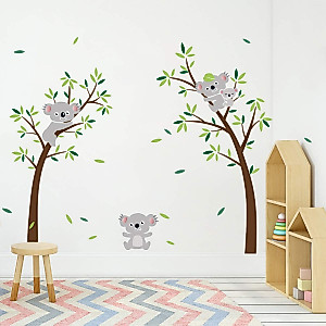 ufengke Koala Tree Wall Stickers Animal DIY Wall Decals Art Decor for Kids Bedroom Nursery Living Room