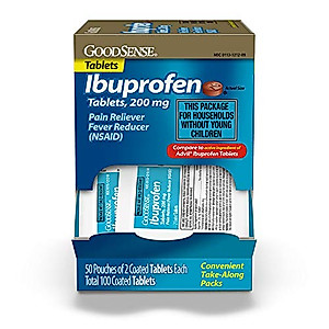 Good Sense Ibuprofen Tablets, 200 mg, Pain Reliever and Fever Reducer, 50 Count (Pack of 2)