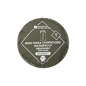 Mountain Warehouse Pakka Mens Waterproof Rain Over Pants - Breathable Khaki Medium