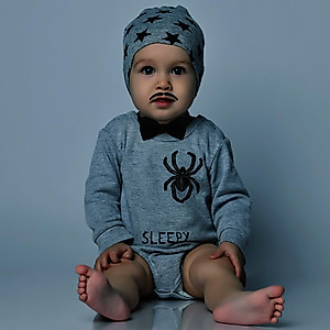 Watersay 3 Pcs Halloween Cosplay Accessories for Kids Include Black Spider Patch Fake Mustache Adjustable Neck Bow Tie for Halloween Cosplay Parties Masquerade Supplies