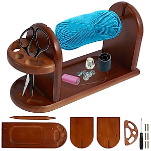 Tzdxfgl Wooden Yarn Holder for Knitting Crochet, Yarn Rack Stand with Slots, Horizontal Yarn Spinner, Stable Yarn Ball Dispenser, Wood Yarn Spinner Holder for Crochet, Gift for Knitting Lovers