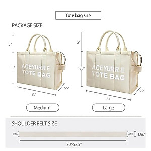 The Medium Tote Bag for Women, Canvas Crossbody Purse Handbag Bags with Zipper for Work, School, Travel(White)