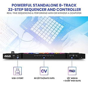 AKAI Professional APC64 Ableton MIDI Controller with 8 Touch Strips, Step Sequencer, 64 RGB Velocity-Sensitive Pads, CV Gates, MIDI In & Out, USB-C