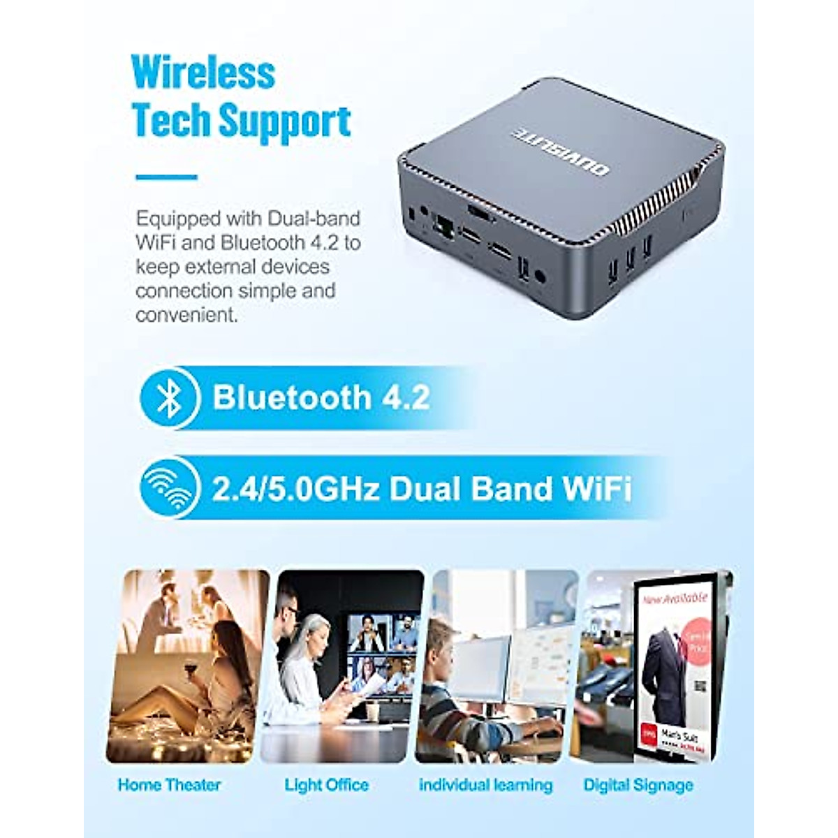Mini PC Ιntel Celeron N3350 Processor(Up to 2.4GHz), 4GB DDR3 64GB eMMC Mini Computer Windows 10 Pro Desktop Computers Support 2TB Expansion, 4K HDMI Triple Display, Dual WiFi, BT4.2, Gigabit Ethernet
