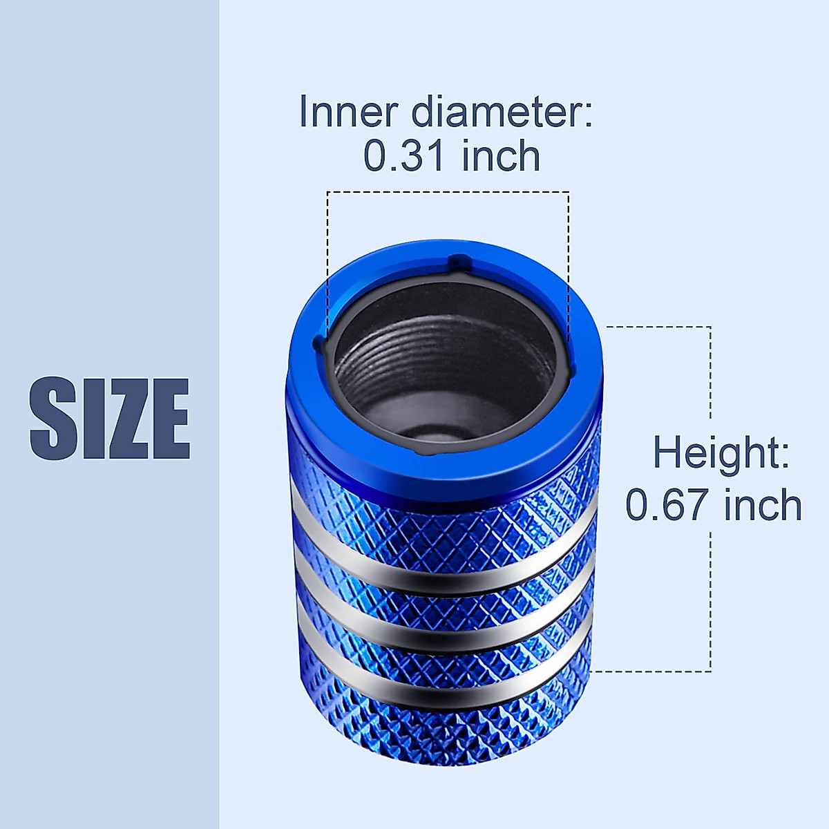 Tire Valve Stem Cap Cover - (5 Pack) Tire Air Caps Metal with Plastic Liner Corrosion Resistant Leak-Proof for Car Truck Motorcycle SUV and Bike Blue