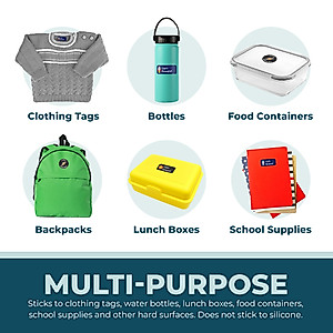 Bunny Badges Personalized Daycare Name Labels (130 Labels) - Custom Waterproof Name Stickers for Clothing Tags, Water Bottles, Lunch Boxes and School Supplies (Dinosaurs)