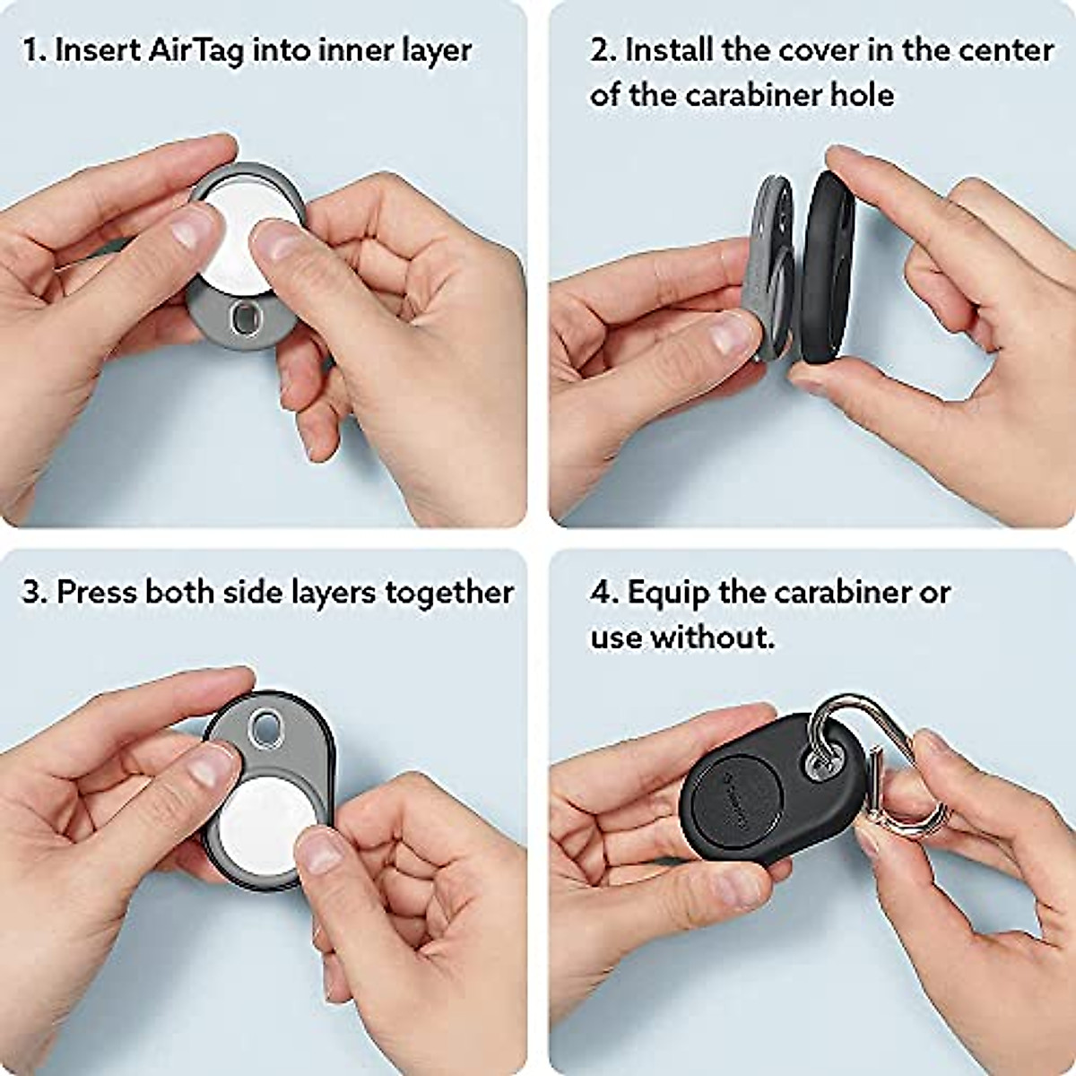 Caseology Nano Pop Compatible with Apple AirTag Case for AirTag Holder (2021) - Black Sesame