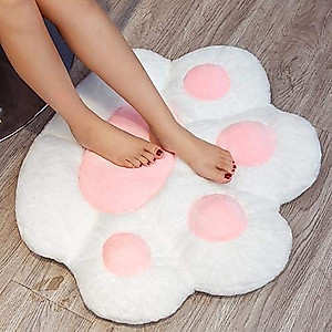 MMUK Reversible Chair Seat Cushion Plush Cat Paw Cushion Lazy Sofa Office Chair Cushion Bear Paw Shape Comfy Seat Pad Support Waist Backrest Floor Seating Cushions Mat,White-27.5x23.6in