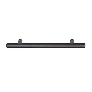 Amazon Basics Euro Bar Cabinet Handle (1/2-inch Diameter), 7.38-inch Length (5-inch Hole Center) - Flat Black, 10-Pack