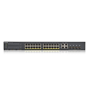ZYXEL 24-Port PoE Switch Gigabit Ethernet Smart (GS1920-24HPV2) - Managed, with 24x PoE+ @ 375W, 4x SFP, Optional Nebula Cloud Management, Rackmount, Limited Lifetime Protection