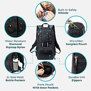 Travsessed 3 in 1 Travel Backpack, w/ Built In Anti-Theft RFID Passport Holder, Travel Wallet & Phone Pouch, Airline / Flight Approved Carry on Backpack, Packable Daypack for Men/Women Black